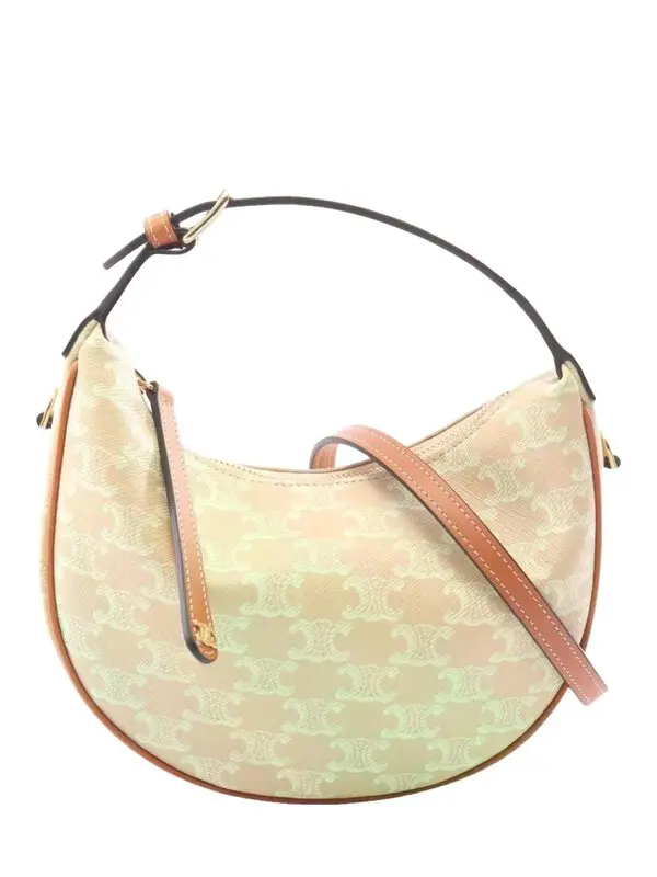Celine Logo Print Leather Trimmed Tote Bag - Neutrals