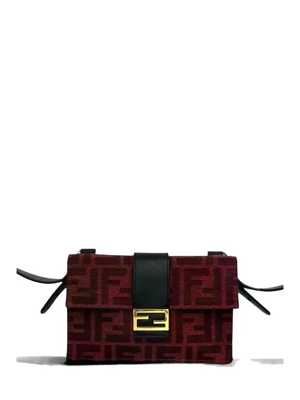 Fendi Zucca Canvas Convertible Baguette Pouch - Red