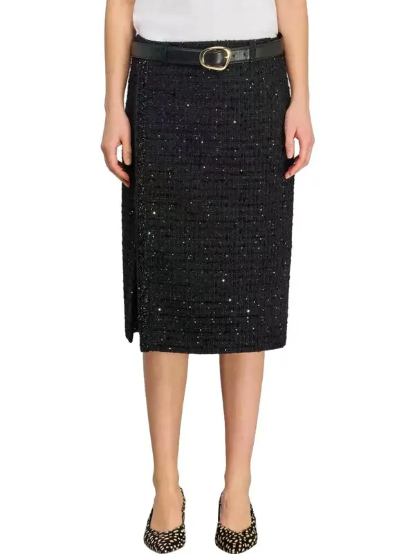 SEMICOUTURE Embellished Tweed Skirt - Black