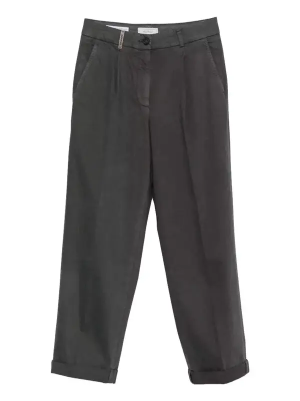 Peserico Pleated Detail Gabardine Trousers - Grey