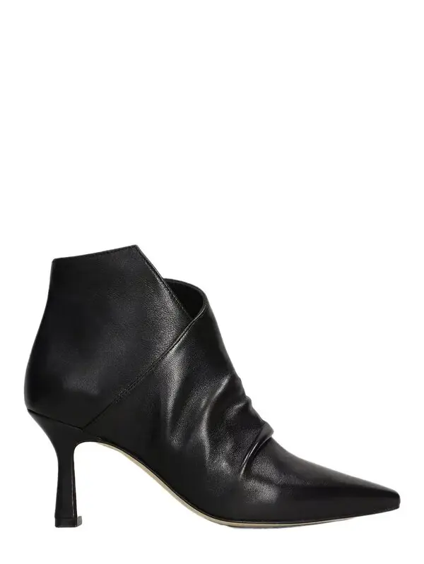 THE SELLER Ruched Pointed-toe Ankle Boots - Black