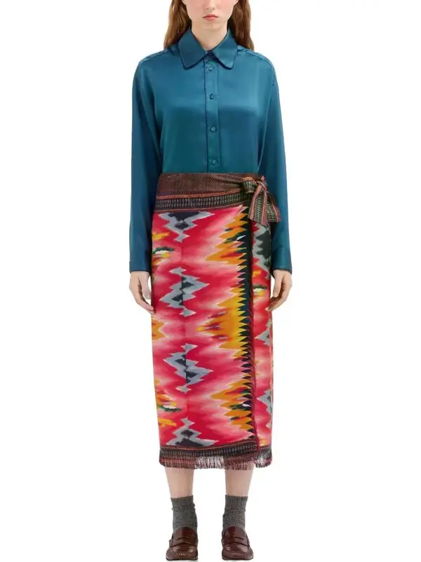 PIERRE-LOUIS MASCIA Aloe Wrap Midi Skirt - Red