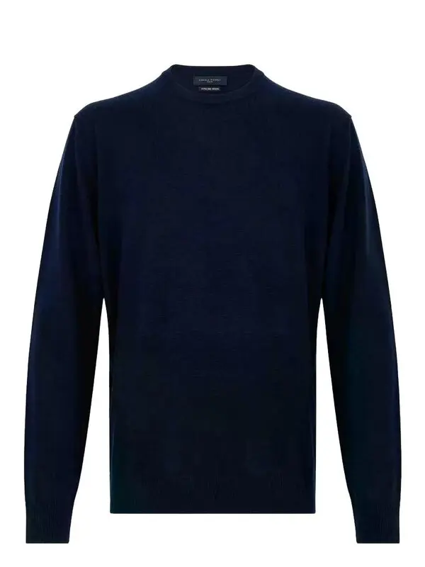 DANIELE FIESOLI Merino Wool Crew Neck Long Sleeve Sweater - Blue