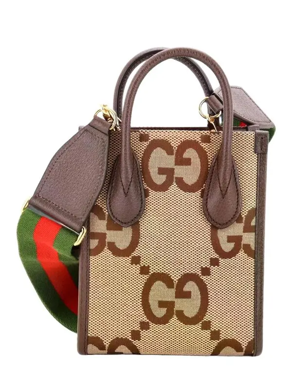 Gucci Vertical Tote Jumbo Gg Canvas Mini Crossbody Bag - Brown