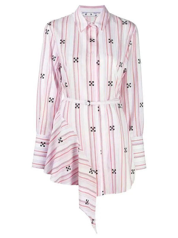 Off-White Asymmetric Arrow Shirt Dress - Pink