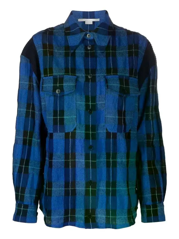 Stella McCartney Check Print Wool-cotton Blend Shirt - Blue