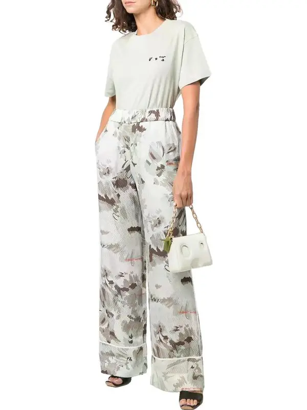 Off-White Logo Print Cotton T-shirt - Green