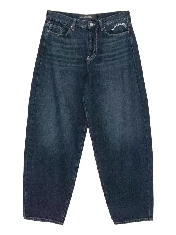 Karl Lagerfeld Embroidered Logo Wide-leg Jeans - Blue