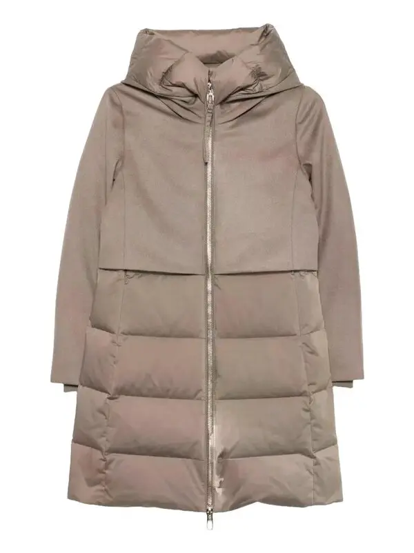 DUNO Padded-panel Hooded Coat - Brown