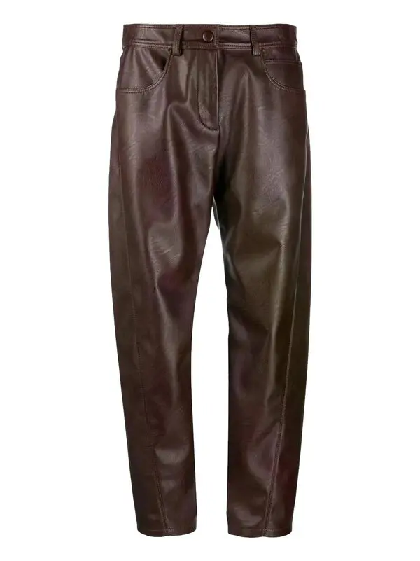 Stella McCartney Faux Leather Straight Leg Trousers - Brown