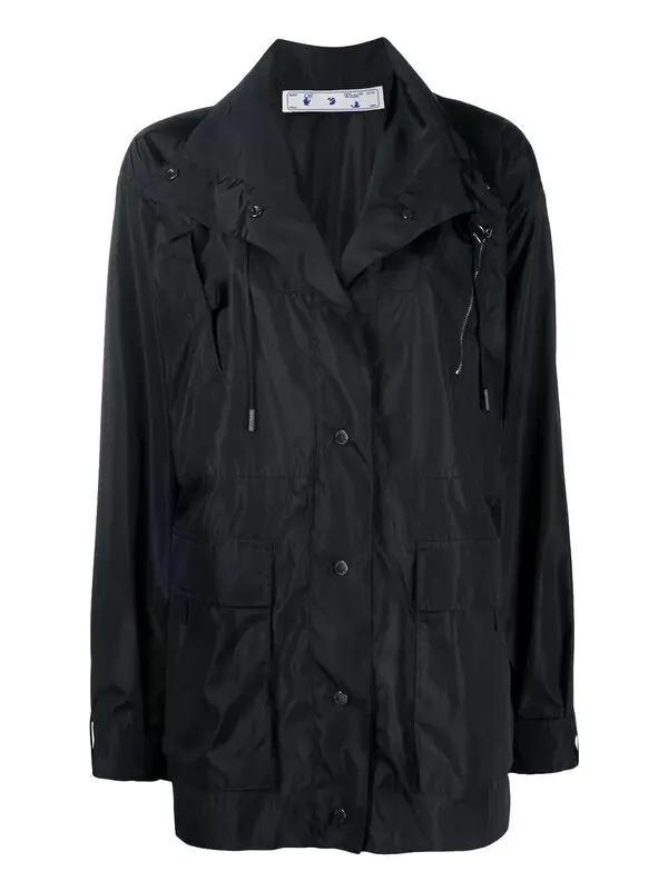 Off-White Arrows Buttoned Raincoat - Black
