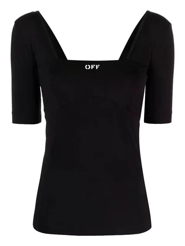 Off-White Logo-print Square Neck T-shirt - Black