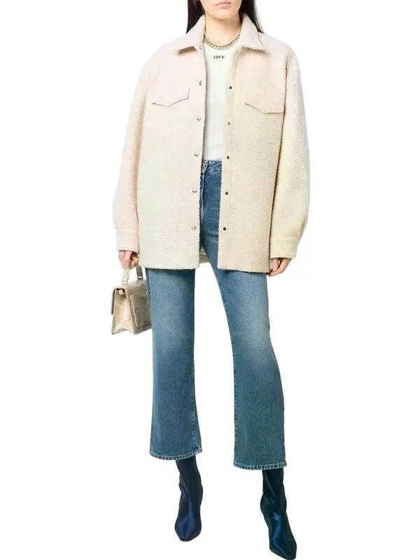 Off-White Long Sleeve Teddy Overshirt - Neutrals
