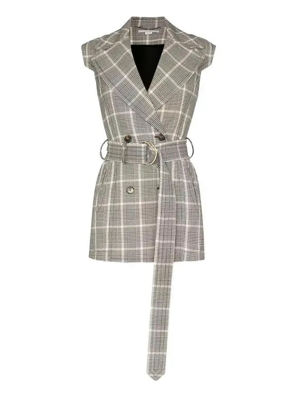 Stella McCartney Checked Belted Waistcoat - Brown