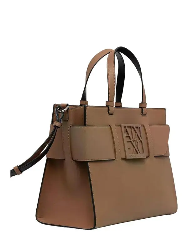 Armani Exchange Logo Plaque Tote Bag - Brown