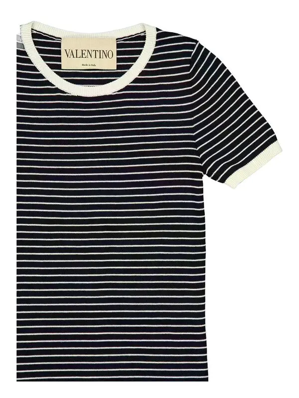 Valentino Garavani Striped Knit T-shirt - Blue