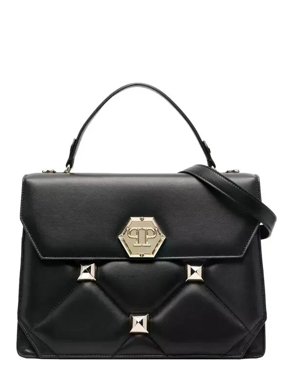 Philipp Plein Logo Stud Embellished Tote Bag - Black