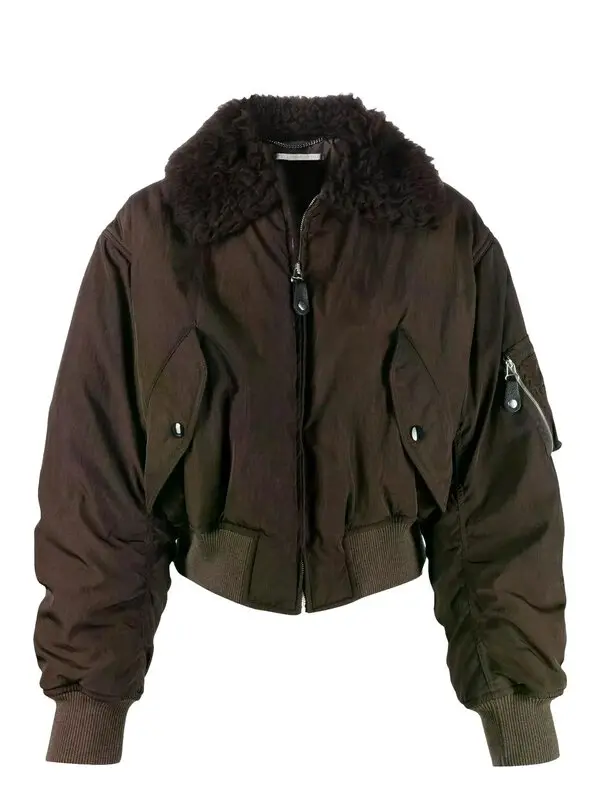Stella McCartney Cropped Faux-fur Collar Bomber Jacket - Brown
