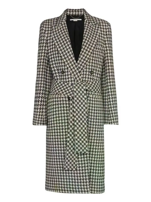 Stella McCartney Houndstooth Double-breasted Wool Coat - Neutrals