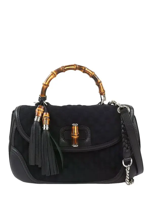 Gucci Gg Neoprene New Bamboo Top Handle Bag Satchel - Black