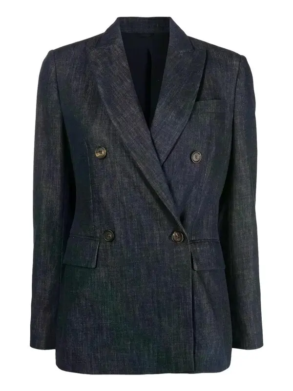 Brunello Cucinelli Double-breasted Denim Blazer - Blue