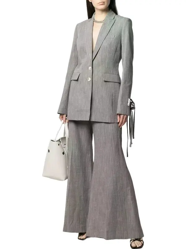 Off-White Fitted Blazer With Rear Logo Print - Grey