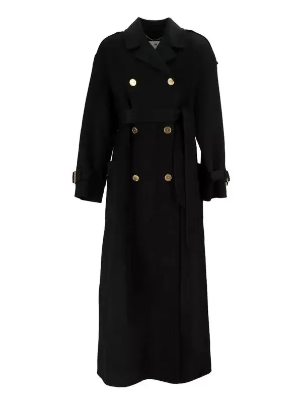 Elisabetta Franchi Double-breasted Belted Coat - Black