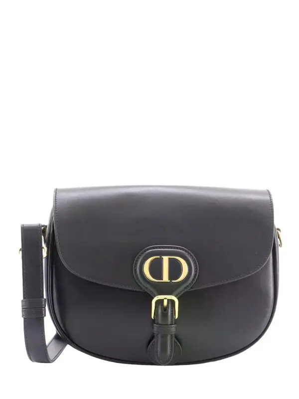 Dior Bobby Flap Bag Leather Medium Crossbody Bag - Black