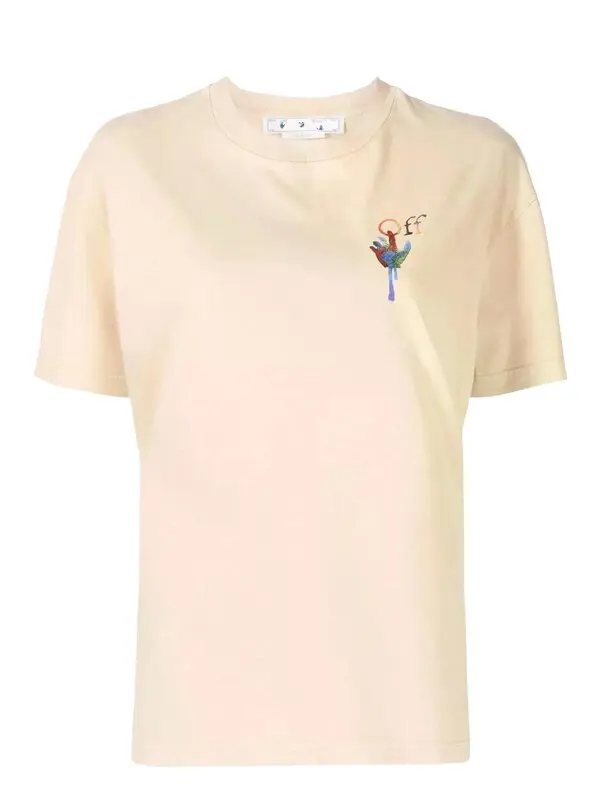 Off-White Logo Print Cotton T-shirt - Yellow