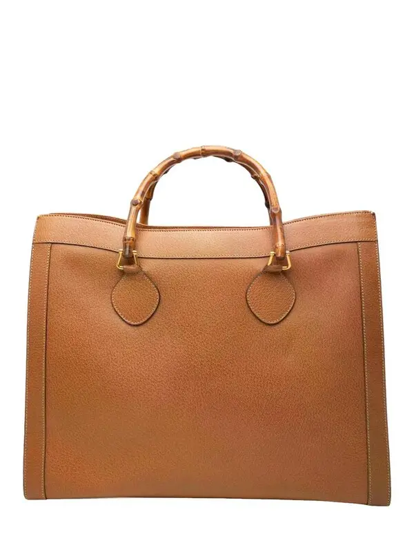 Gucci 20th Century Calfskin Bamboo Tote Bag - Brown