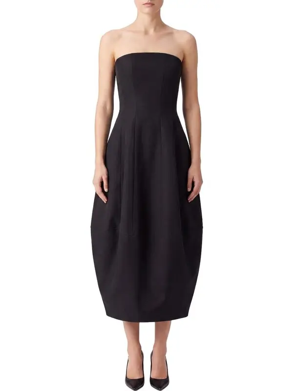 Khaite Stela Midi Dress In Wool And Silk - Black