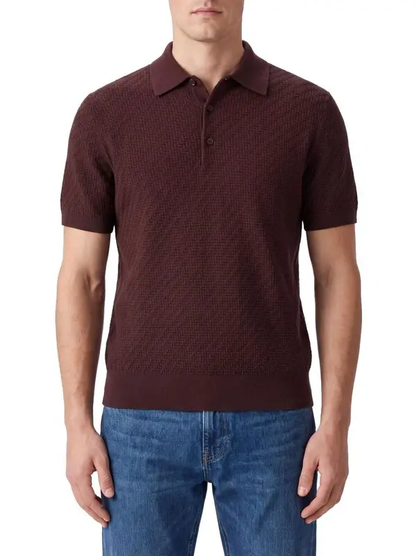 Brioni Slim Fit Knit Polo Shirt In Cotton With Ribbed Collar And Cuffs - Violet