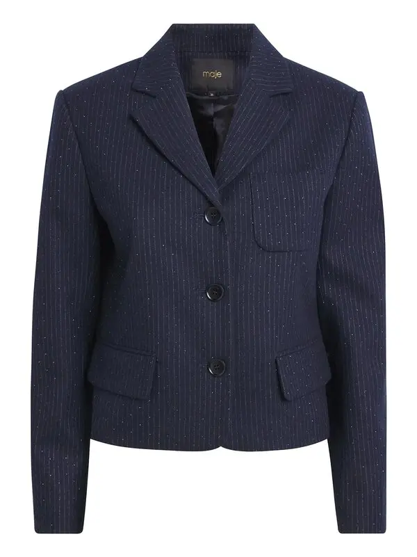 Maje Cropped Sequin Blazer - Blue