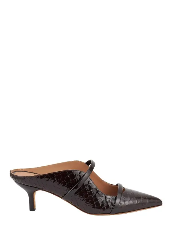 MALONE SOULIERS Embossed Leather Maureen Mules - Brown
