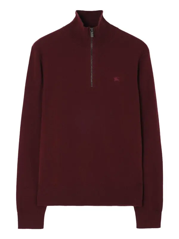 Burberry Cashmere-blend Quarter-zip Slim Sweater - Red