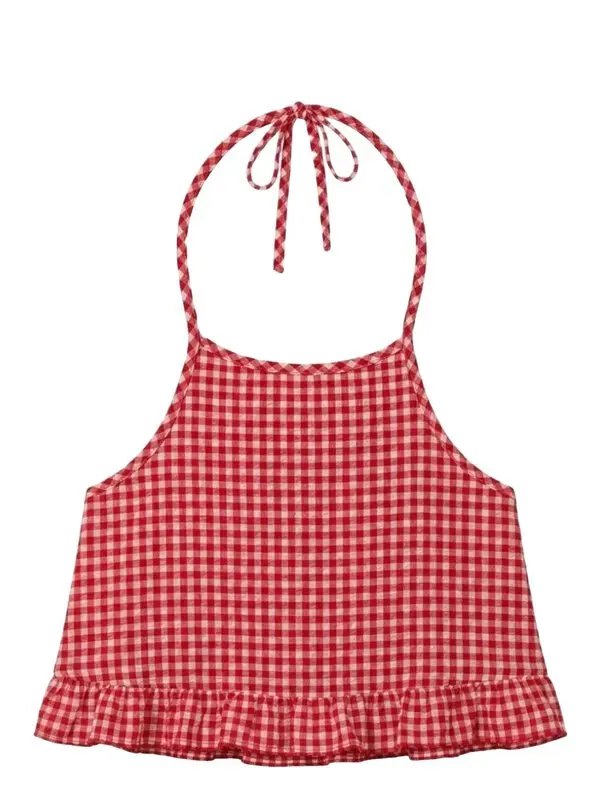 MONTCE Micro Gingham Cropped Top - Red