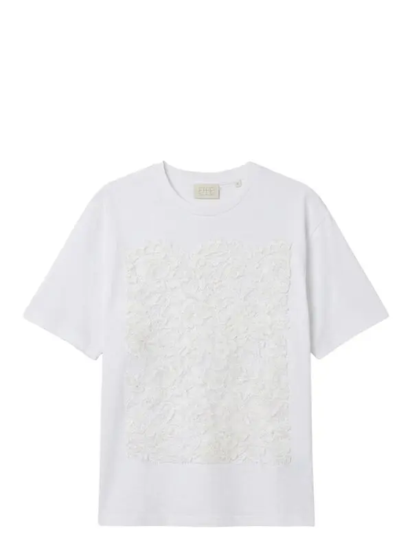 EFFEI Lumière Cotton T-shirt With Lace Detail - White