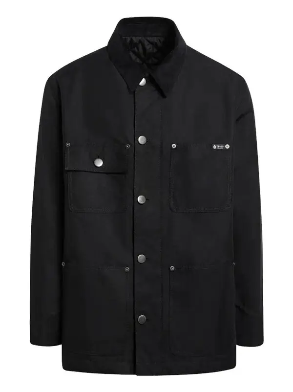 Prada Corduroy-collar Logo Plaque Jacket - Black