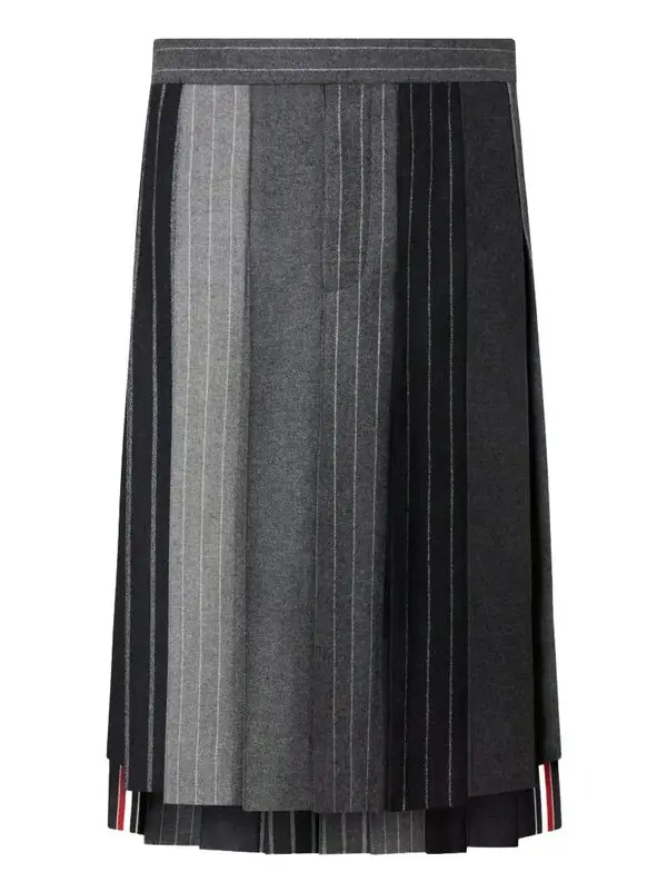 Thom Browne Banker Stripe Flannel Pleated Skirt - Grey