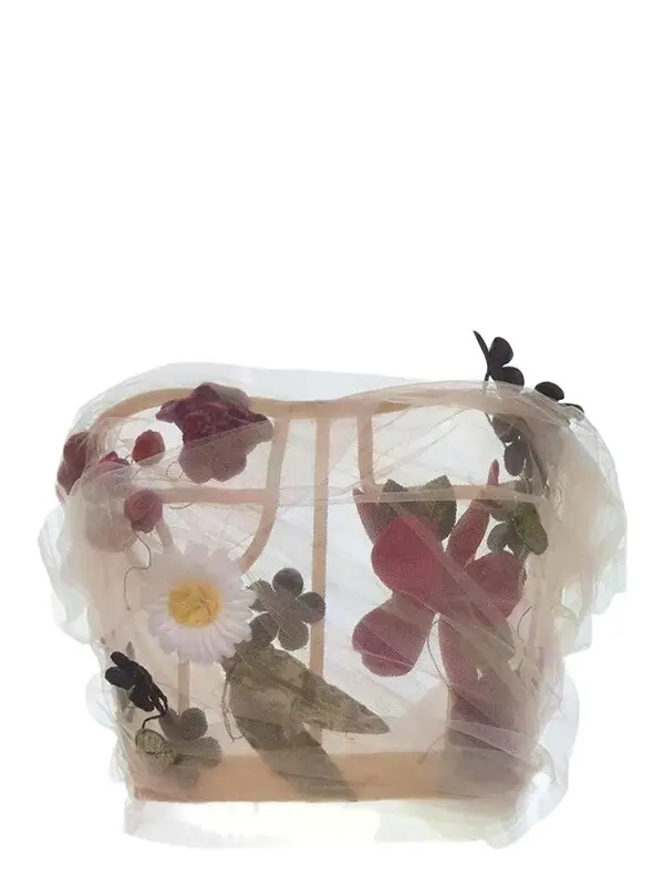 Monse Floral Motif Tulle Corset Top - Neutrals