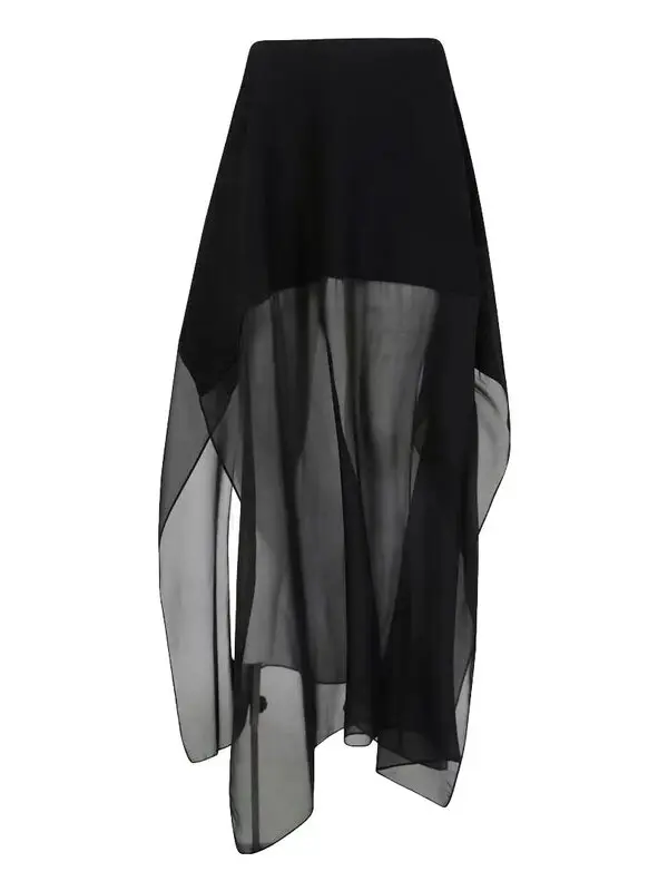 Max Mara Asymmetric Midi Skirt With Sheer Panelling - Black