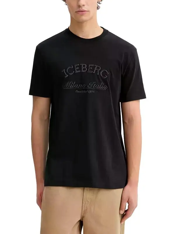 Iceberg Logo-embroidered T-shirt - Black