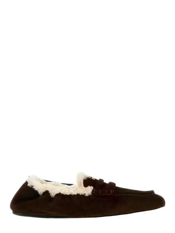 Miu Miu Suede Loafers With Logo Detail - Brown