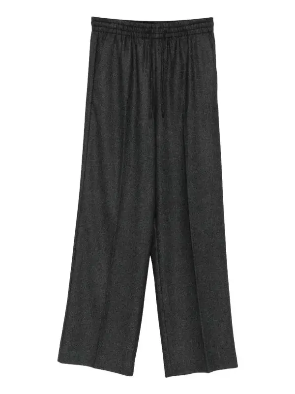 OTTOD'AME Drawstring Waist Pressed Crease Wide Leg Trousers - Grey