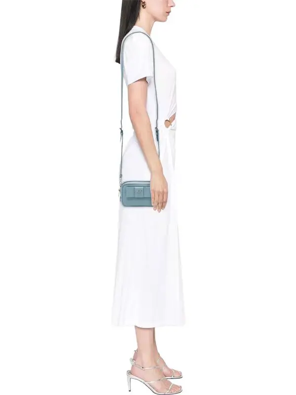 Prada Saffiano Leather Camera Bag With Bow Detail - Blue