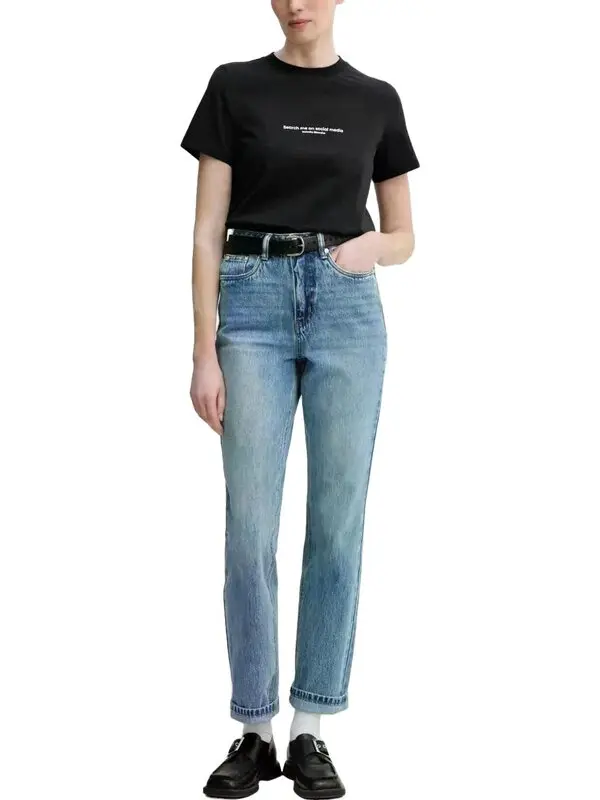 ISABELLE BLANCHE Slogan Print Crew Neck T-shirt - Black