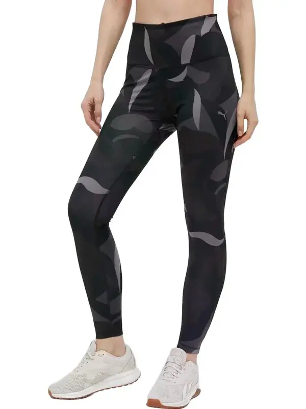 PUMA Abstract-print Mesh-panel Leggings - Black