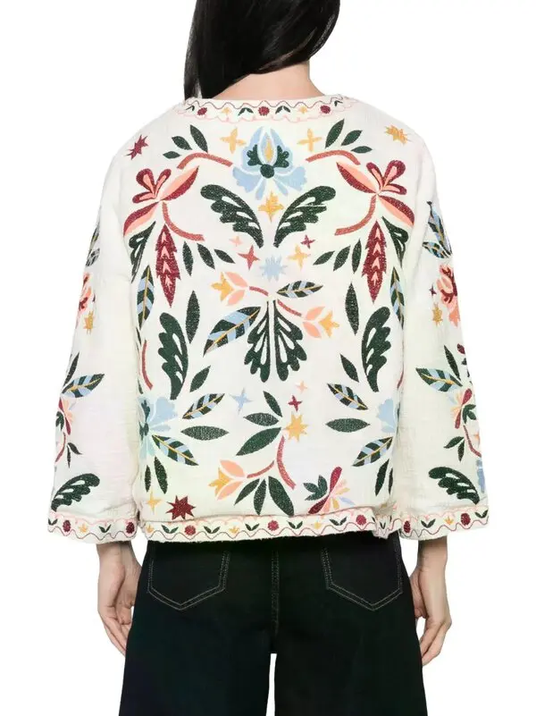 MAISON123 Voltige Floral Embroidered Cardigan - Neutrals