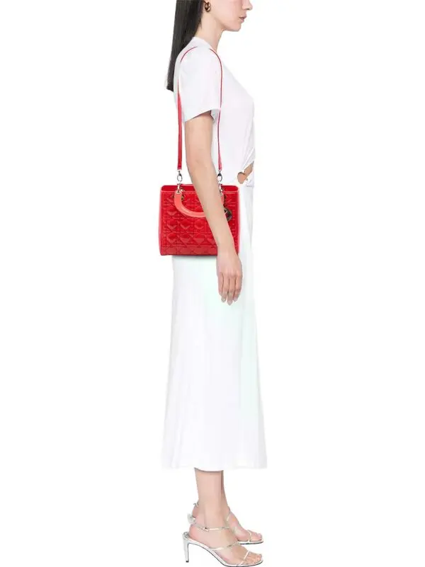 Dior Patent Cannage Lady Satchel - Red
