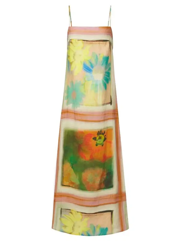 Staud Laura Floral Linen Maxi Dress - Multicoloured